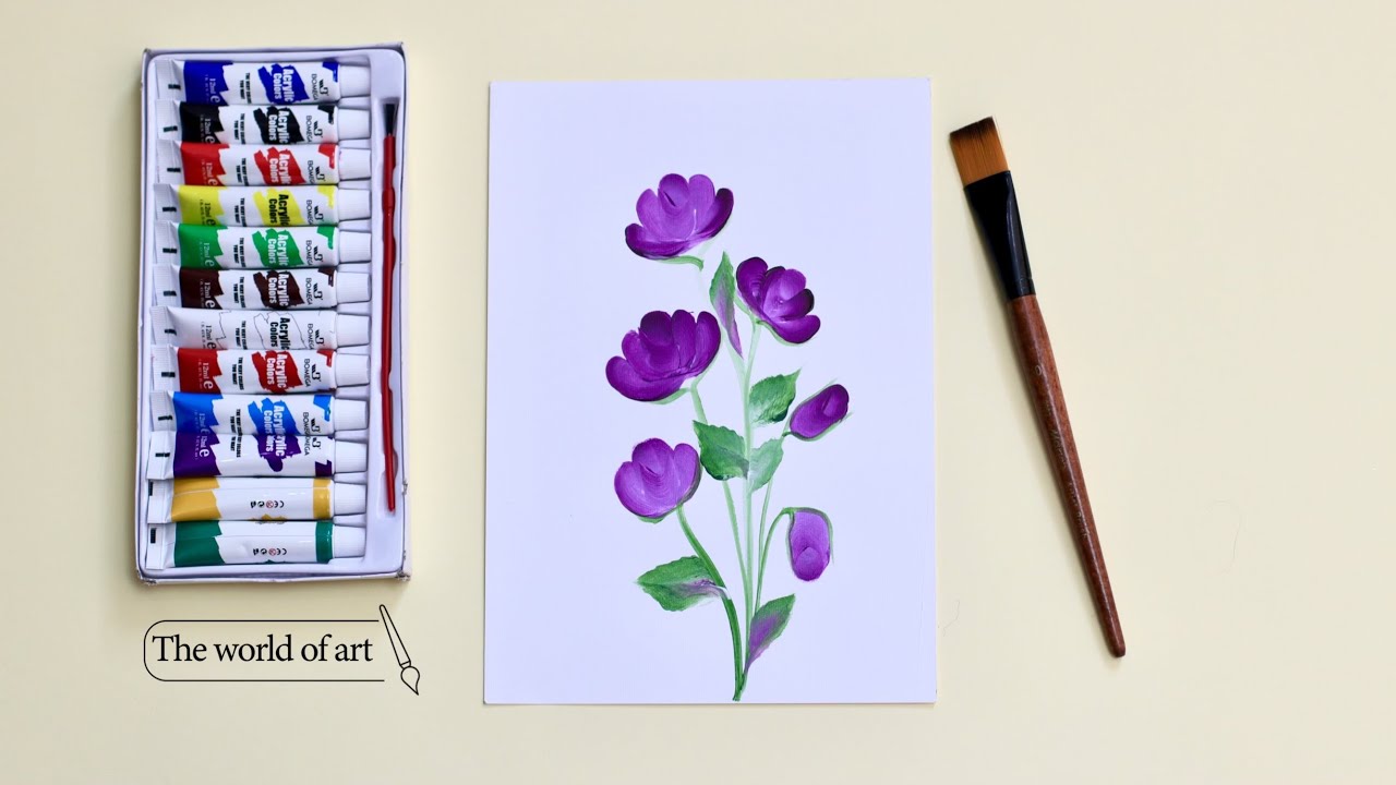 Purple flower painting: flower painting - YouTube