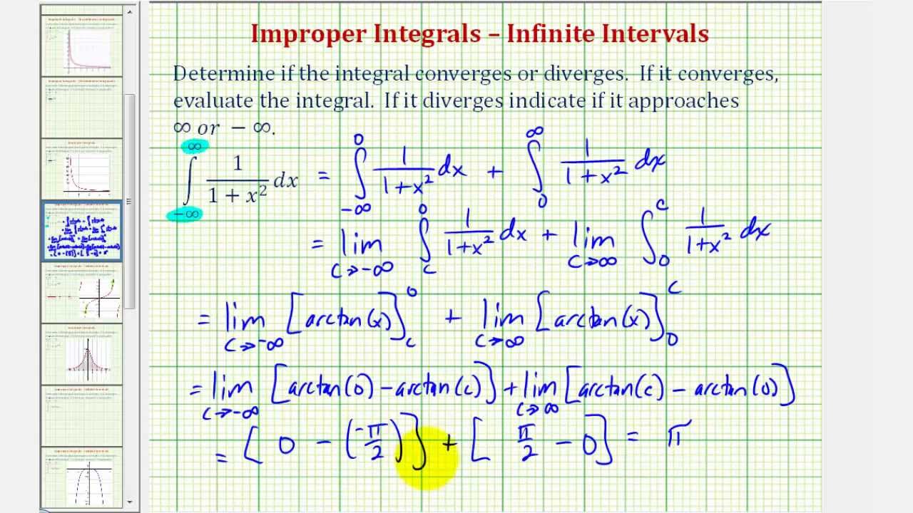 Ex 3 Improper Integral Infinite Interval Inf Inf Youtube