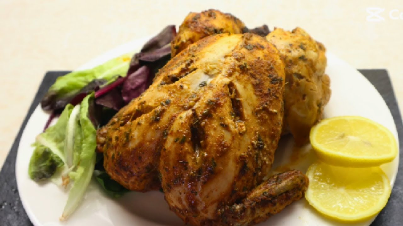 Golden Chicken Roast Recipe Homemade Masala | Whole Chicken Roast ...