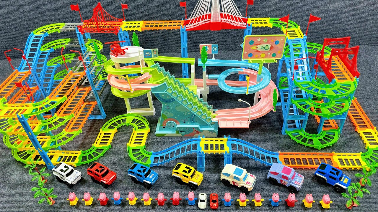 15 minutes satisfaction Peppa Pig cool racing track assembly toy ASMR ...
