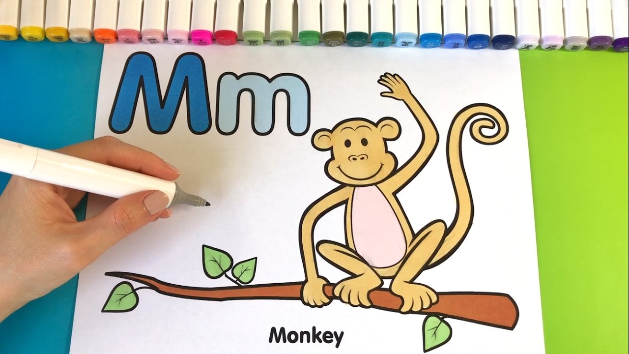 Kids Color and Learn: The Alphabet Letter M and Monkey - YouTube