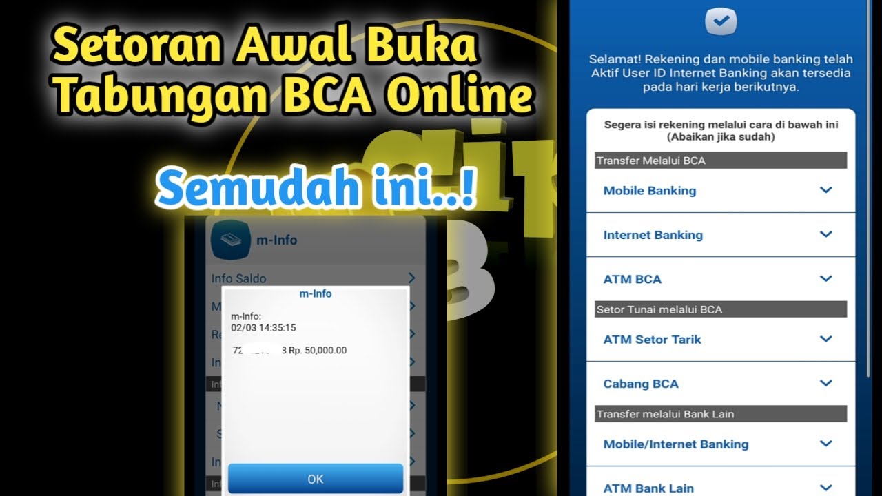 Cara isi saldo awal BCA mobile - YouTube