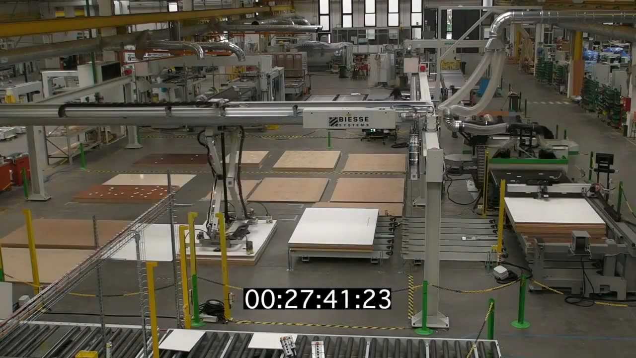 Biesse Winstore feeding Rover AG NBC - YouTube