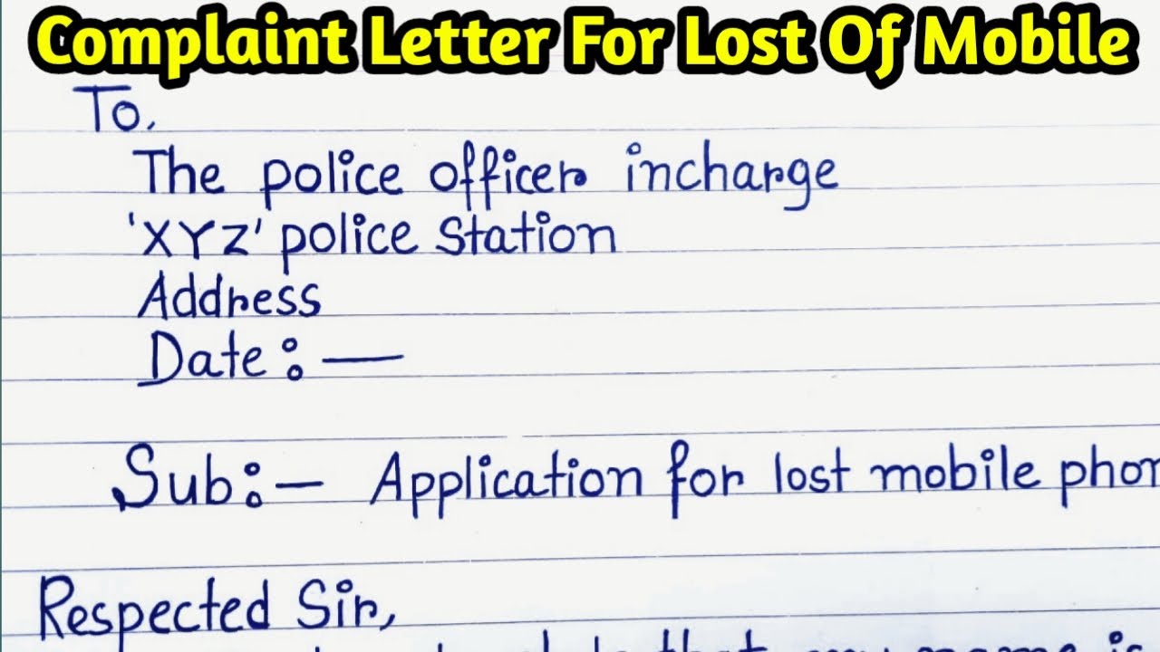 F I R WRITING FOR MOBILE LOST COMPLAINT LETTER TO POLICE FOR LOST f-i-r-writing-for-mobile-lost-complaint-letter-to-police-for-lost