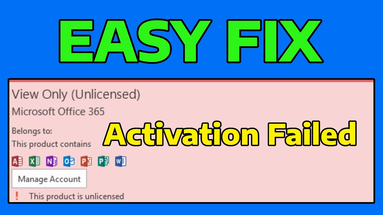 How To Fix Product Activation Failed Office 2019/2016/2013 Product ...