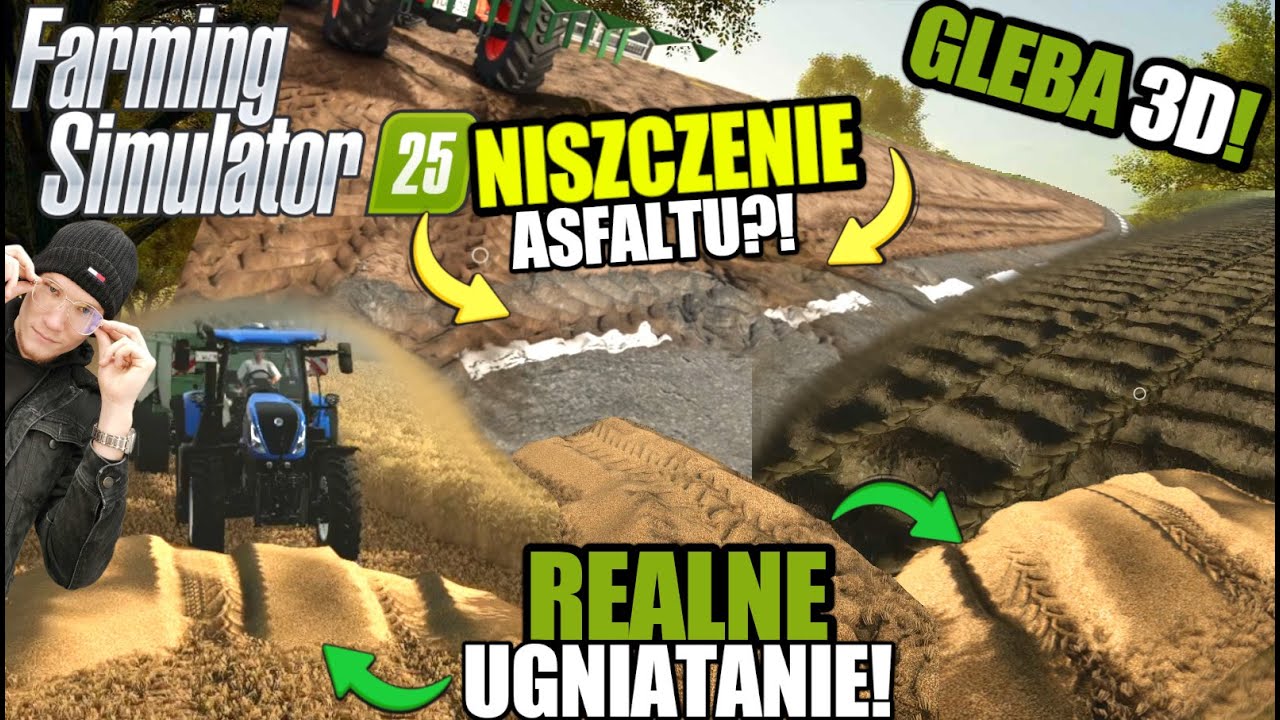 FS25!😍 GLEBA 3D!😲REALISTYCZNE UGNIATANIE I ŚLADY NISZCZENIE ASFALTU!?😱 ...