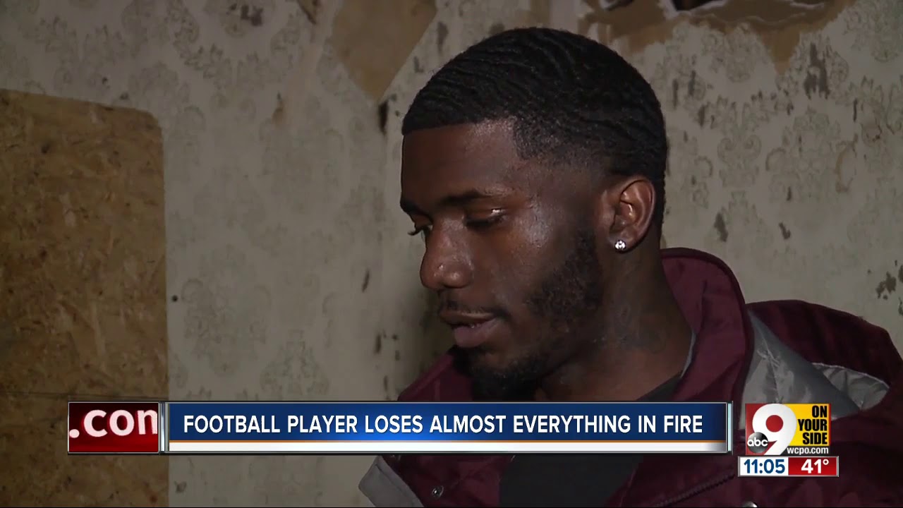 Football player loses almost everything in fire - YouTube