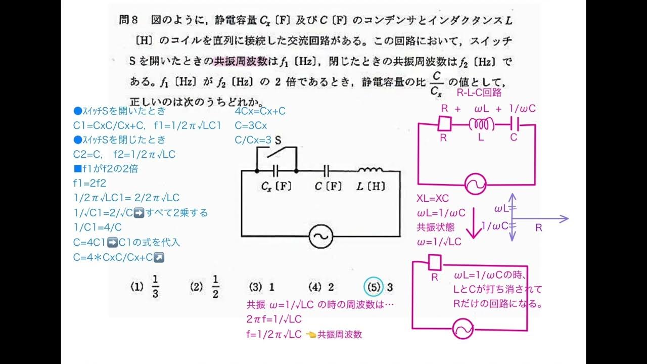 電験三種 1理論 4交流回路 H17 8 共振状態 共振周波数 平成17年 問8 - YouTube