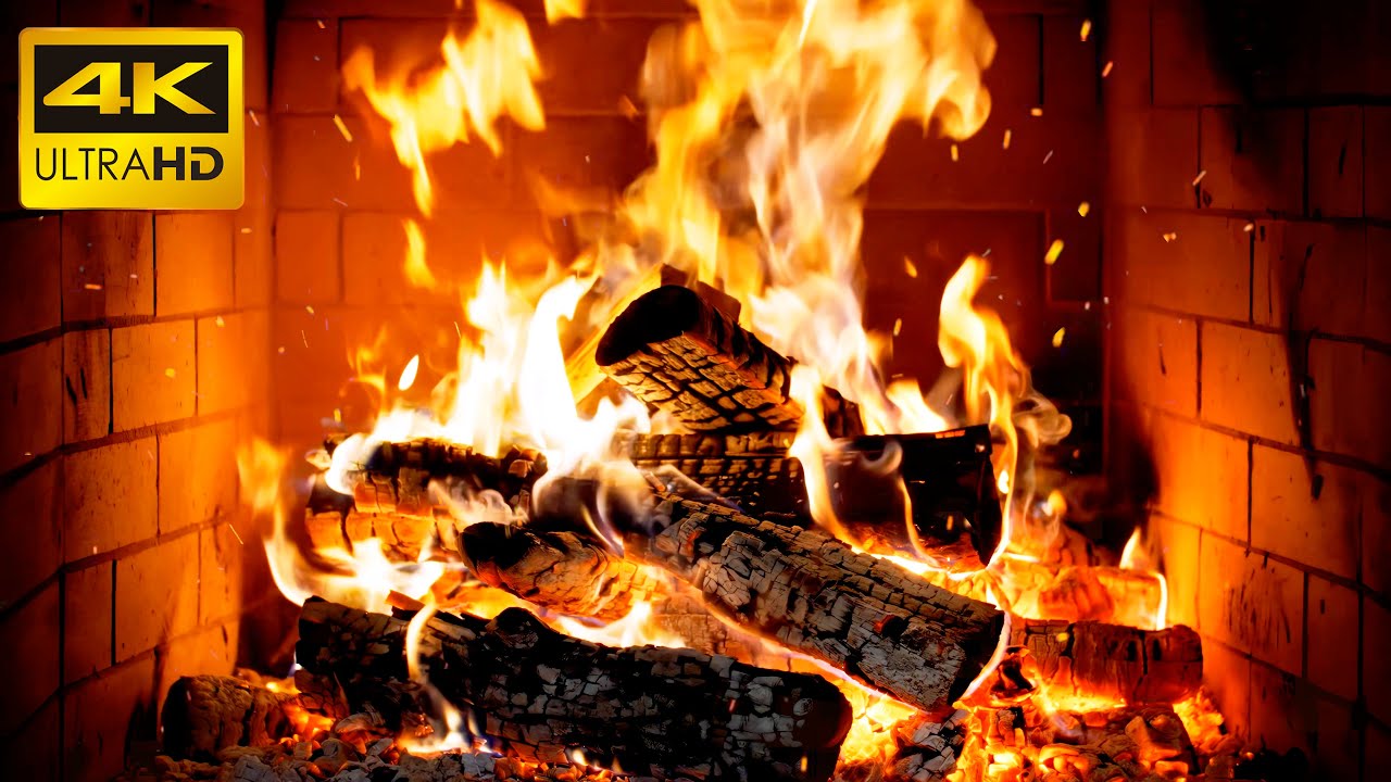 🔥 Fireplace Ambience (NO MUSIC) with Tranquil Fire Sounds and Evening ...