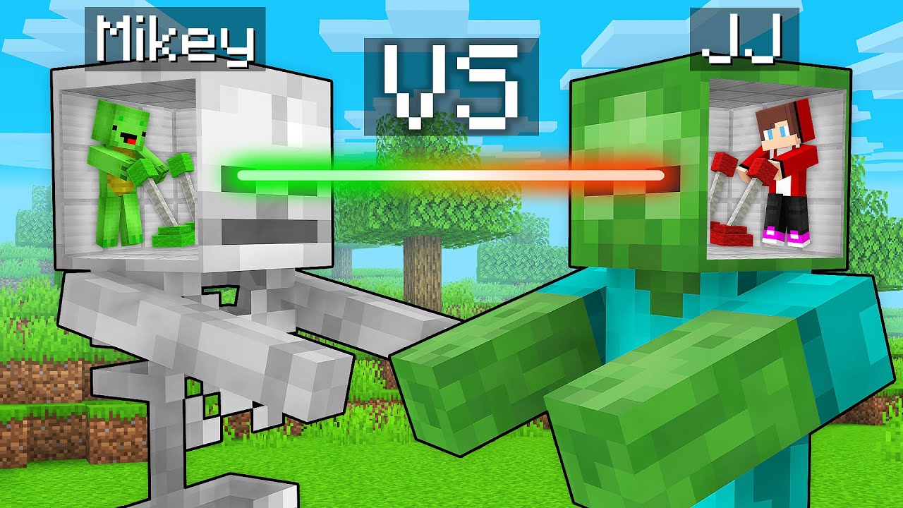 Mikey and JJ Control Skeleton vs Zombie MIND Survival Battle in Minecraft (Maizen) - YouTube