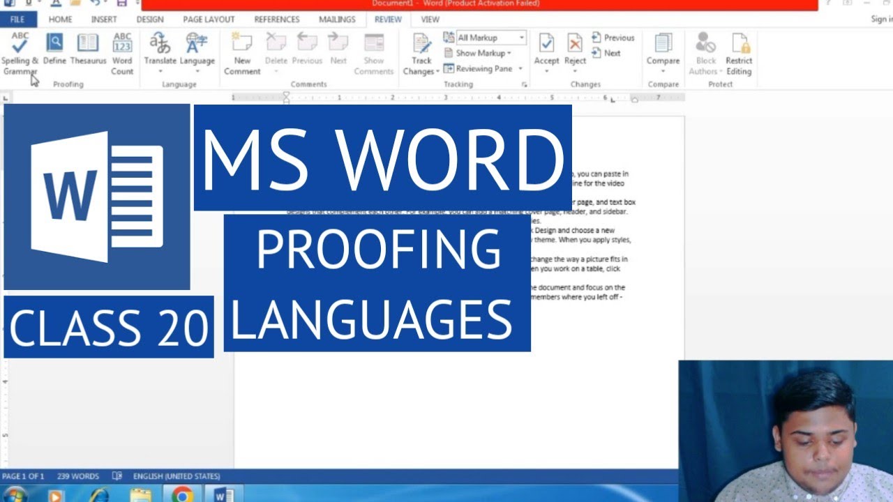 MS Word-Class 20-Proofing, Language||Learn With Ali Abbas - YouTube