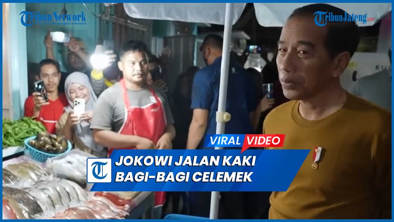 Jokowi Jalan Kaki Bagi Bagi Celemek Kunjungi Wisata Kuliner Di Labuan