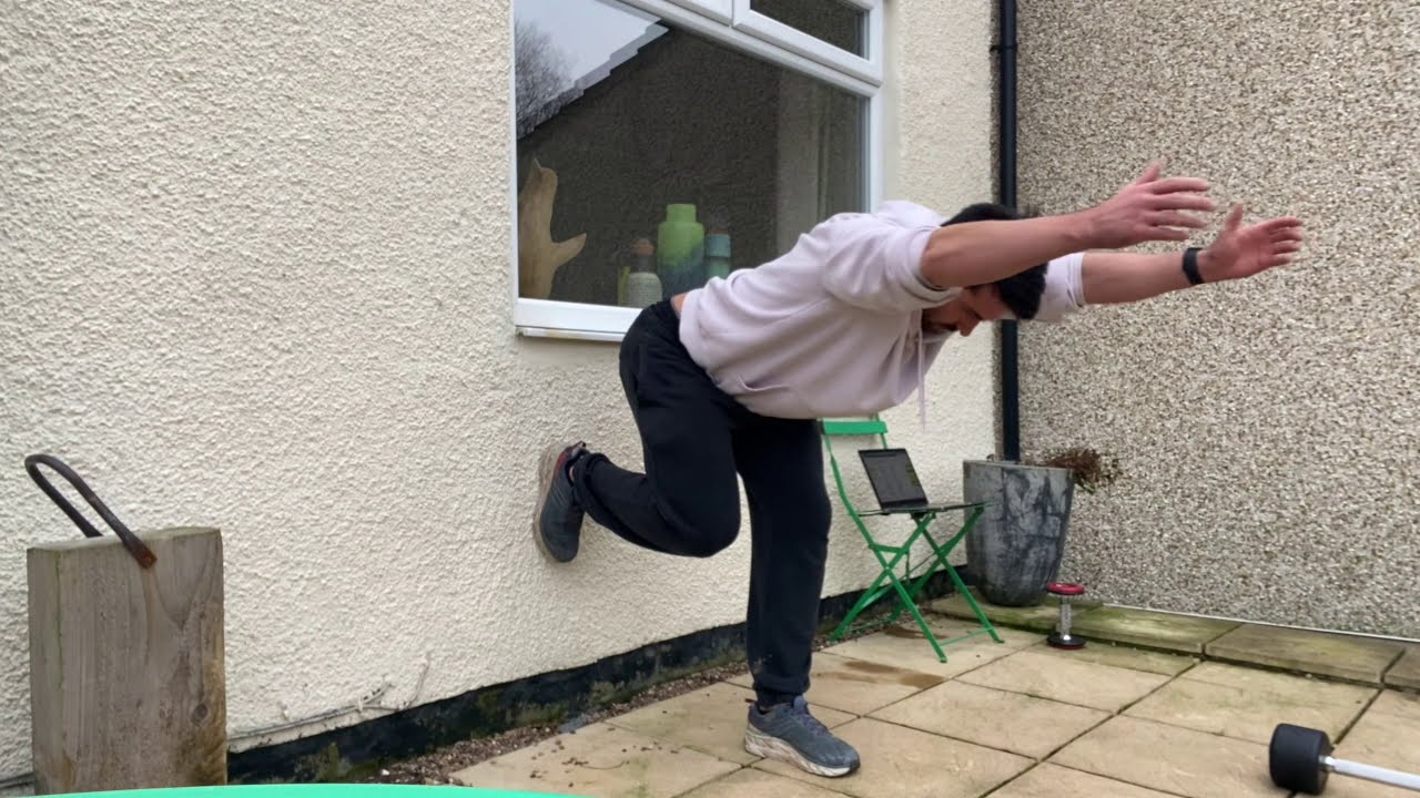 Single Leg Wall Press Reaching Deadlift - YouTube