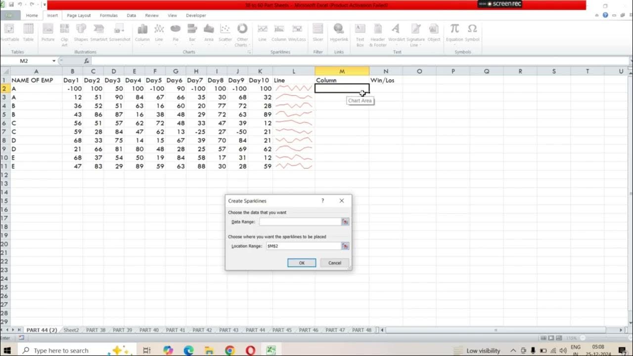 Spark line in excel || spark line के बारे मे सीखें #sanjay_baskey - YouTube