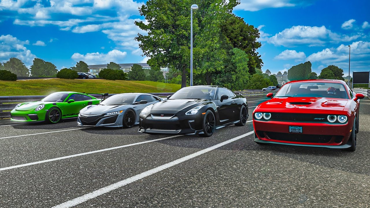 Acura NSX vs Porsche 911 GT3 RS vs Dodge Challenger SRT Hellcat vs ...