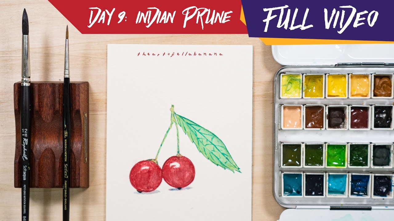 How to Draw and Paint an Indian Prune || Easy Watercolor Painting FULL ...