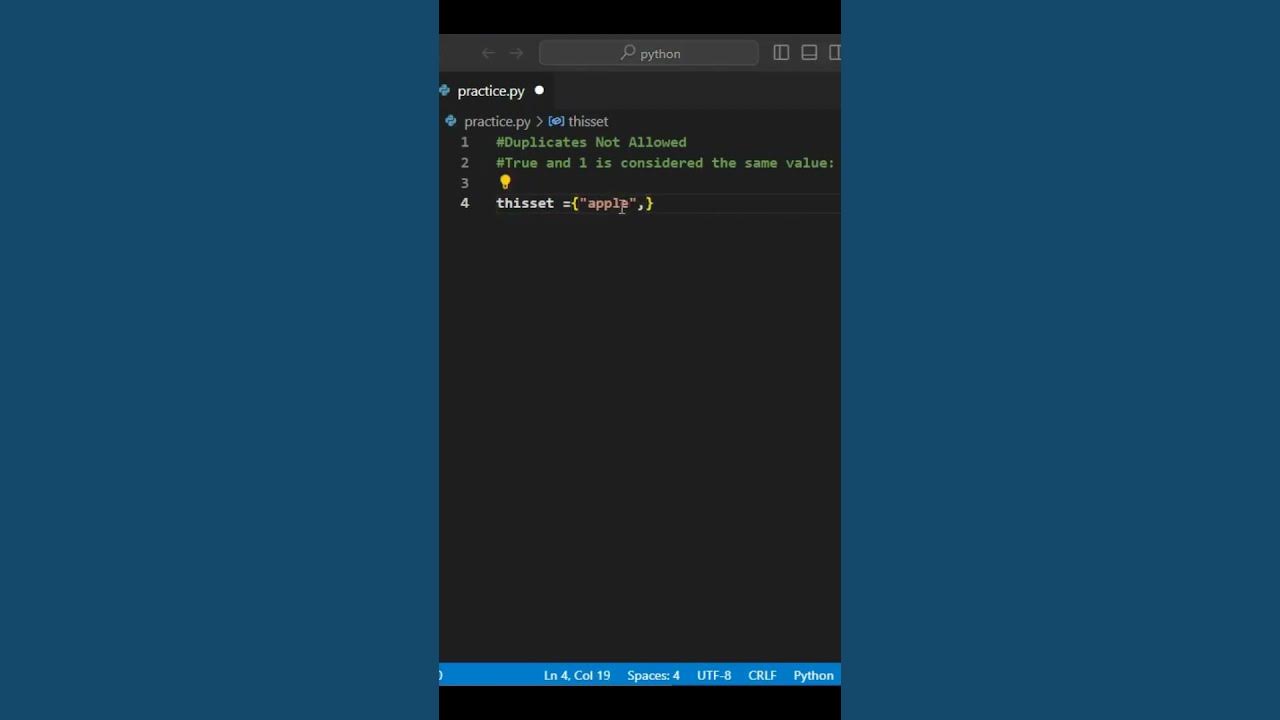 Duplicates Not Allowed Python Pythonprogramming Code Coding Youtube 