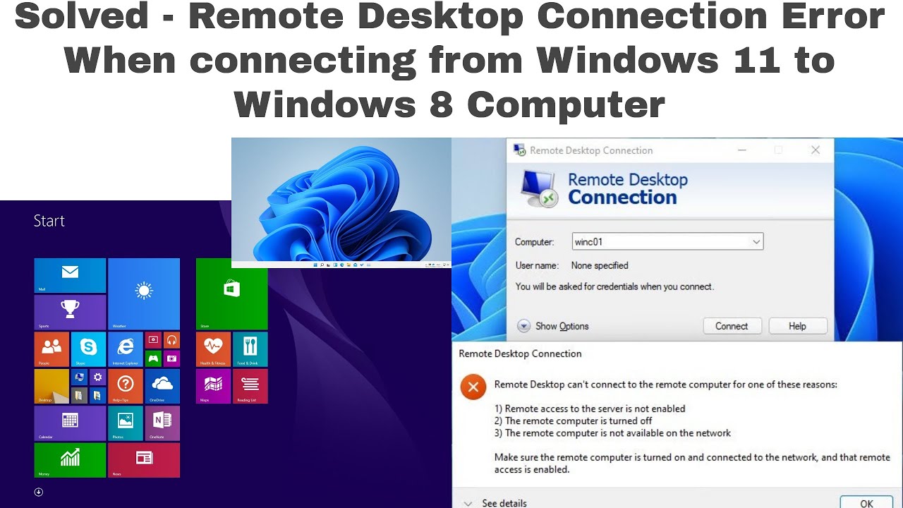 Solved Remote Desktop Connection Error From Windows 11 To Windows 8 Solved Remote Desktop Connection Error From Windows 11 To Windows 8