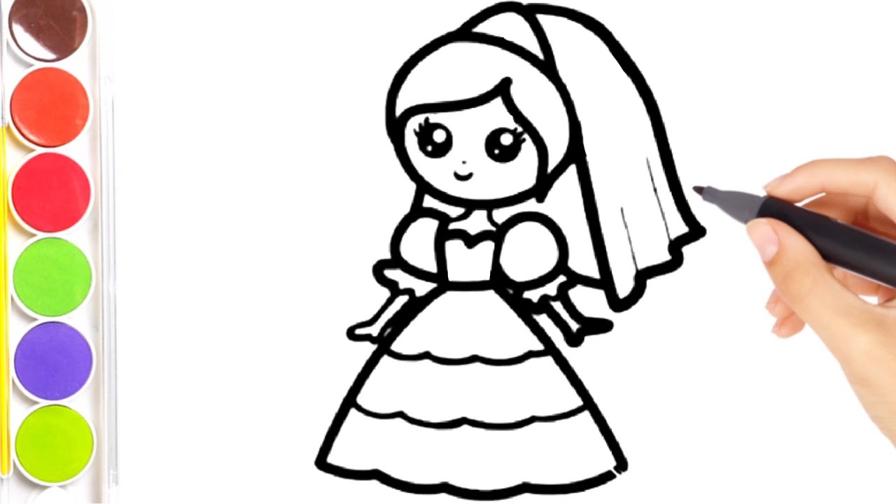 Cute Bride 👰💍💐 💒 Drawing, Painting, Coloring 🎨🖌 for Kids and Toddlers ...