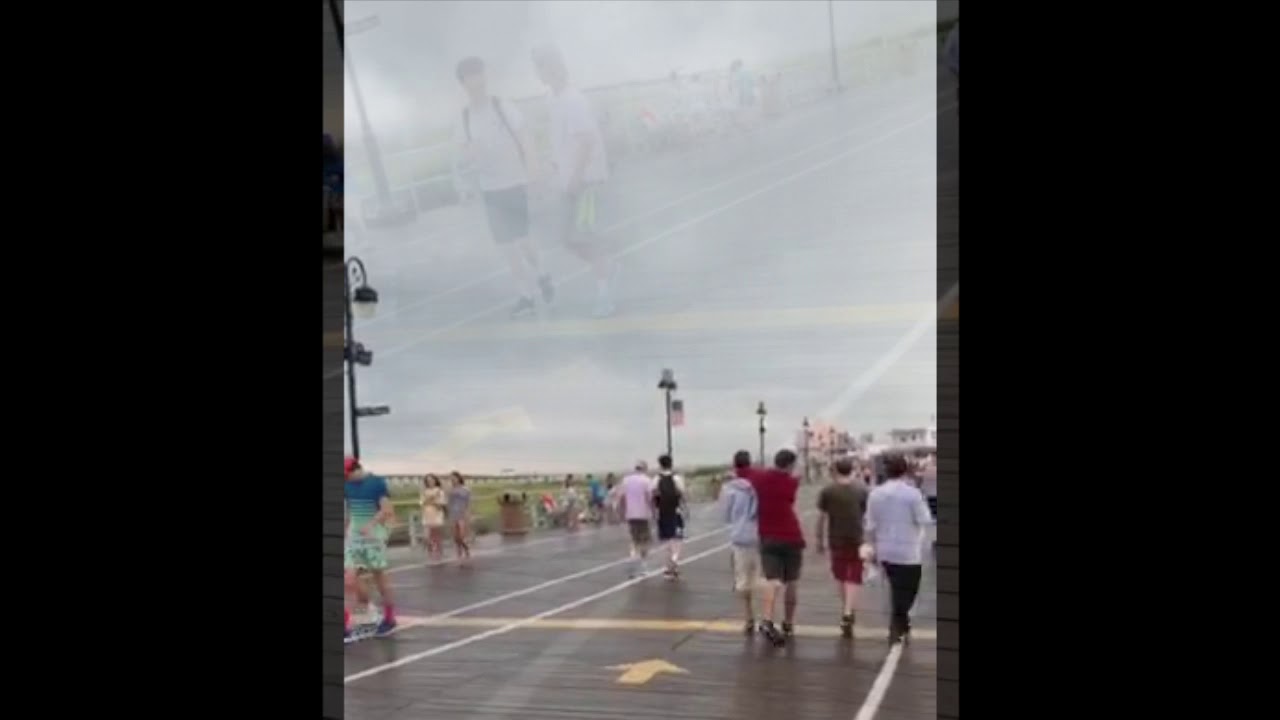 Lightning strike hits Jersey Shore beach umbrella shed - YouTube