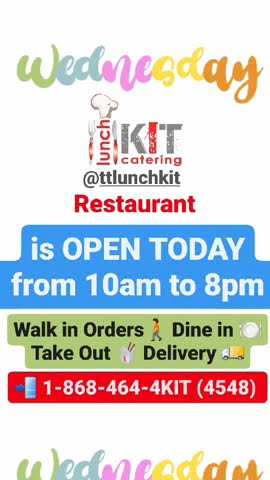 🥳 @ttlunchkit Restaurant Open Every Wednesday 10am-8pm 🎉 TT Lunch-KIT ...