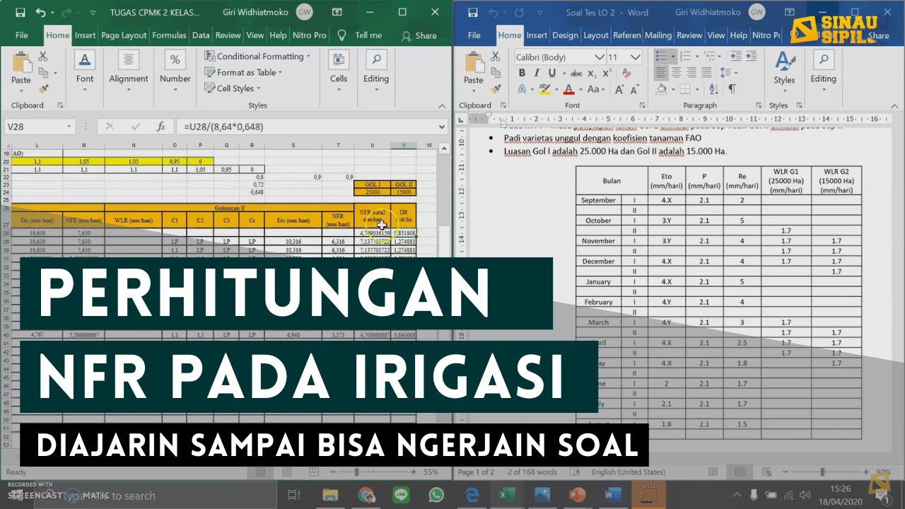 CARA MENGHITUNG NFR | REKAYASA IRIGASI #1 - YouTube