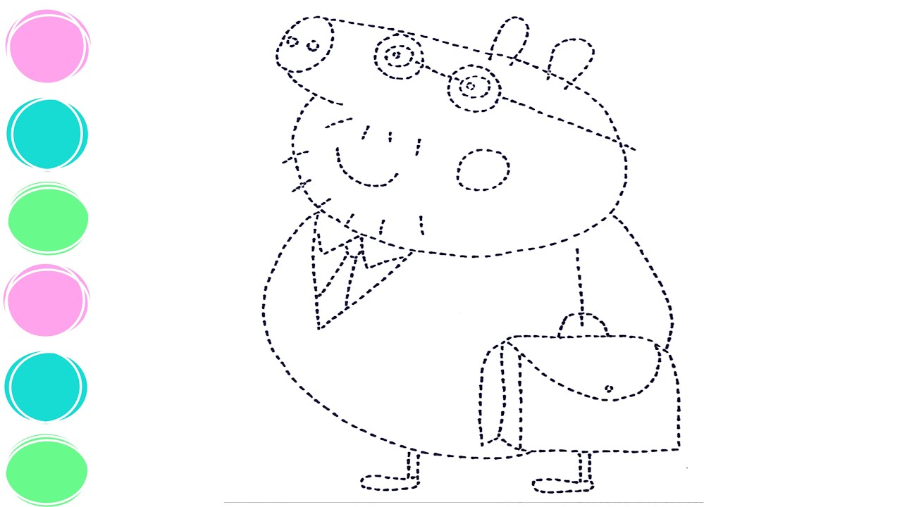How to draw and color Daddy pig/drawing and coloring Daddy pig for kids ...