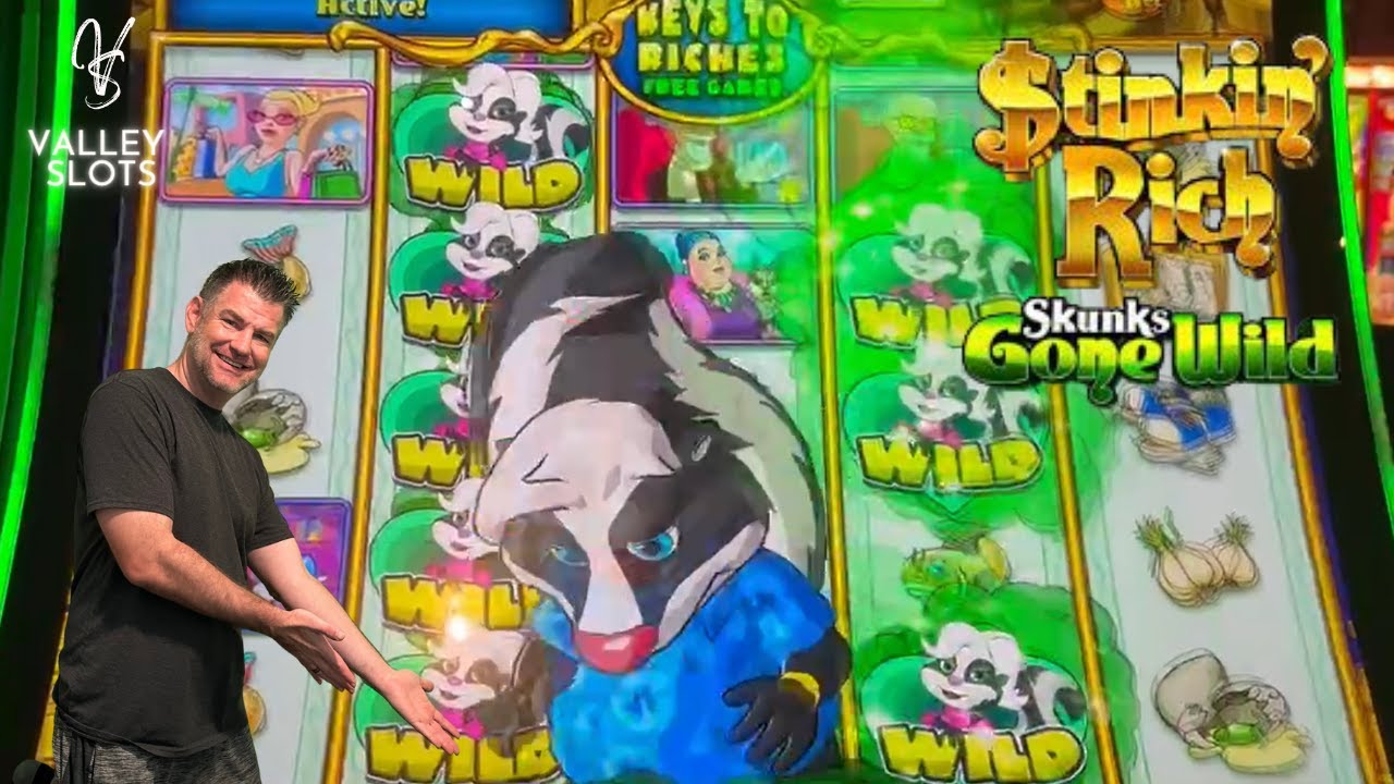 Two Nice Bonuses Thanks to the Skunk on Stinkin Rich Slot - YouTube