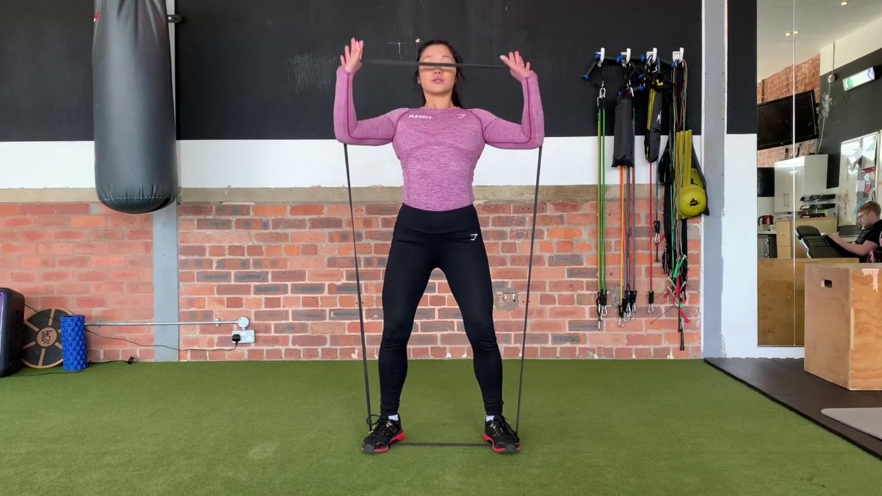 FlexFit Resistance Band Exercise Library: Banded Overhead Press - YouTube