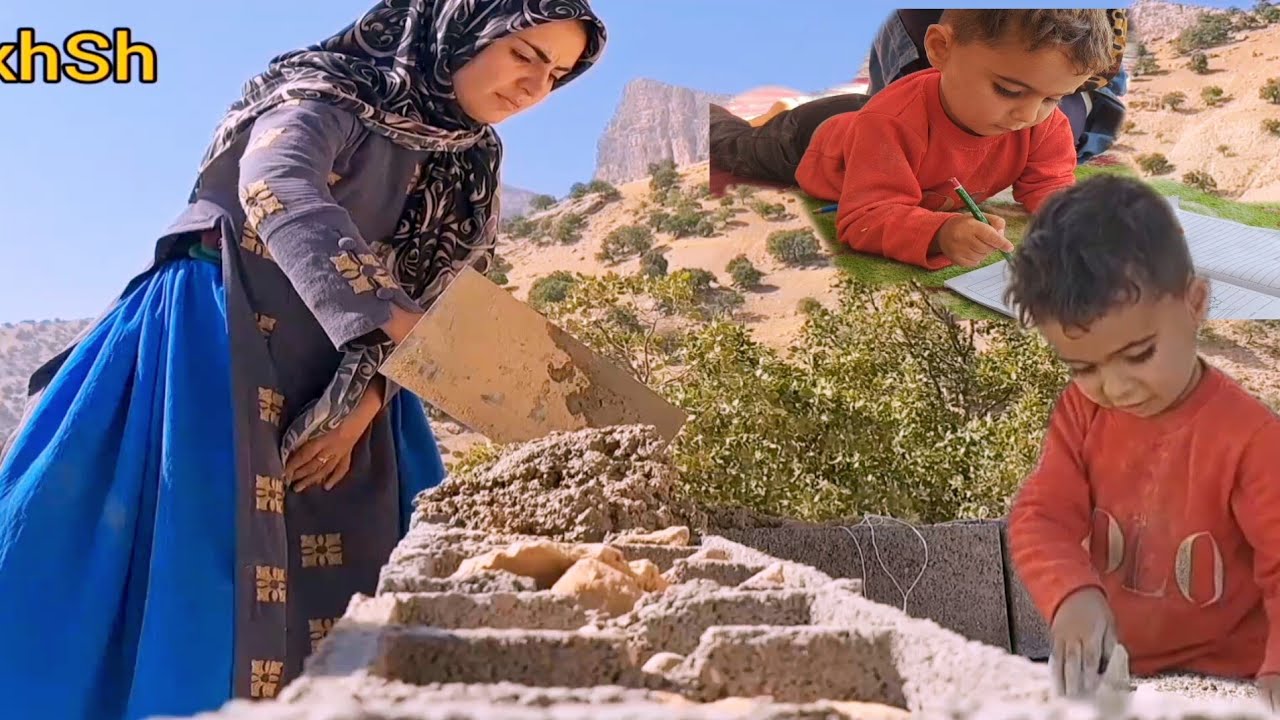 Teaching a nomadic child: Tribal Family Building Their Stone House in ...