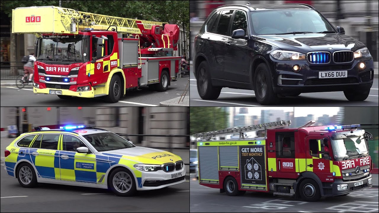 Fire Engines, Police Cars and Ambulances responding (New camera ...