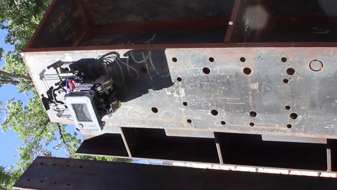 Steel bridge inspection robot with Eddy Current sensor - YouTube