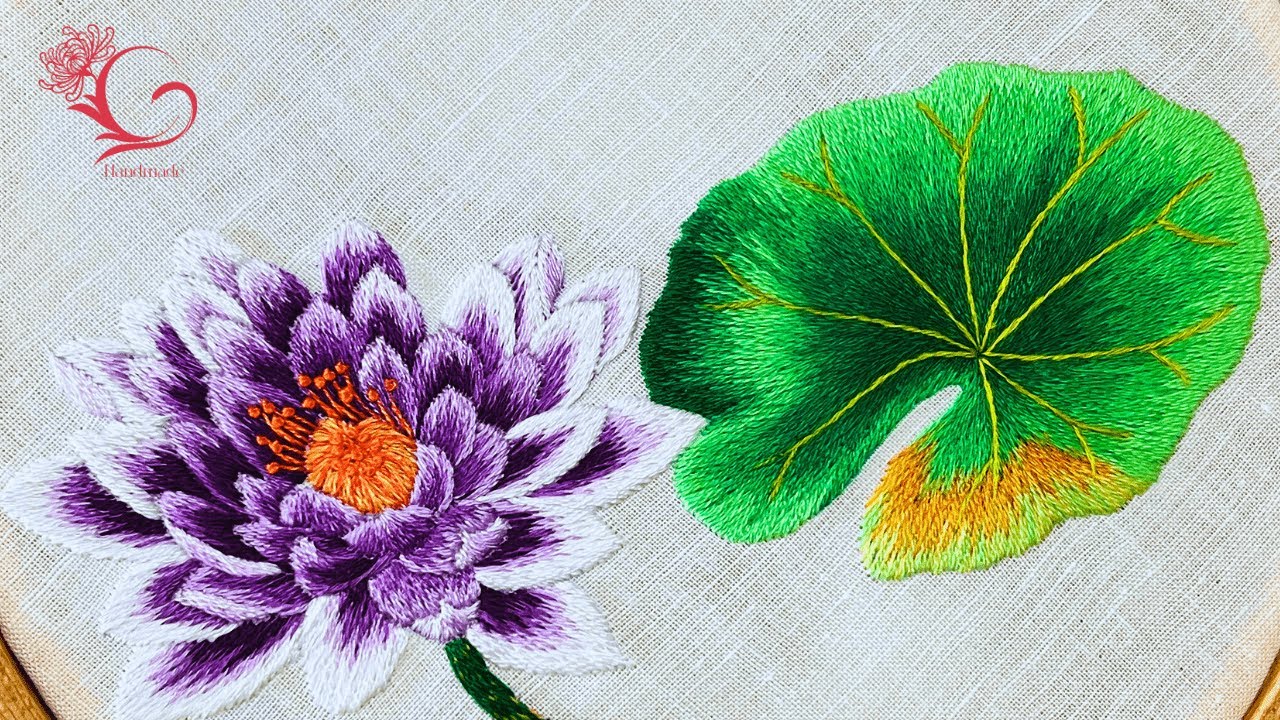 Beautiful Water Lily Leaf Embroidery Tutorial for Beginners – Using ...