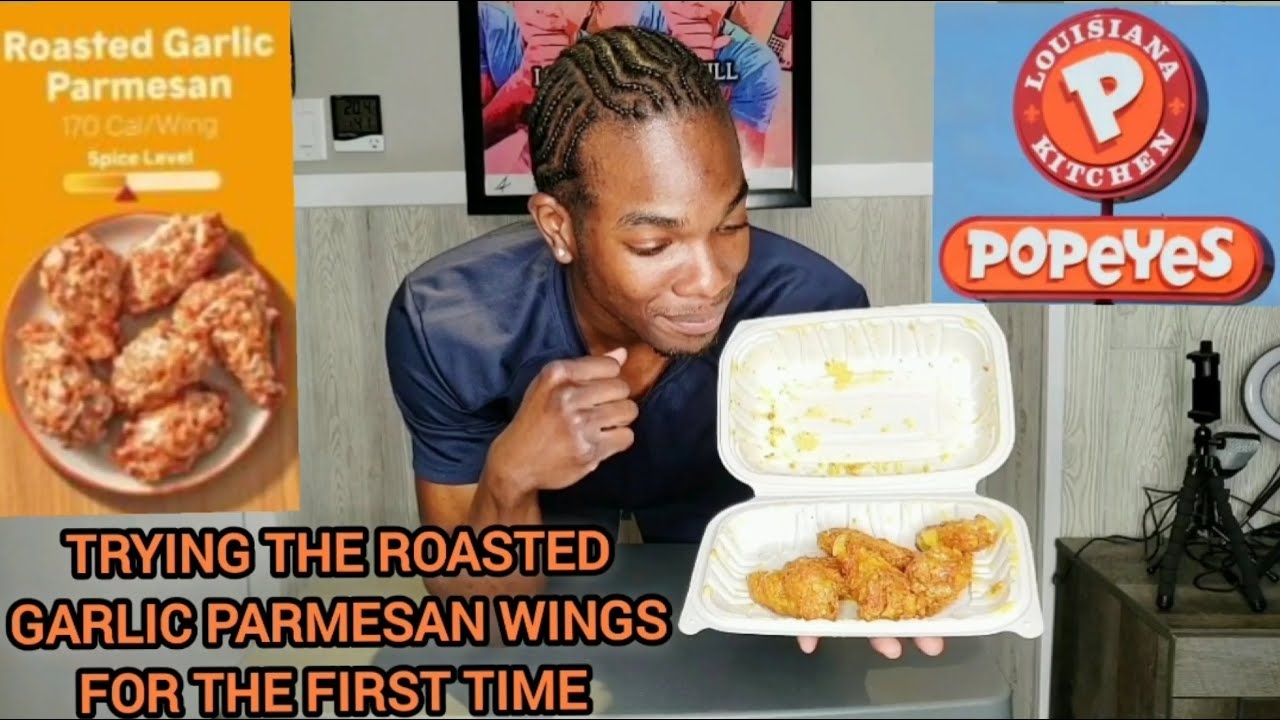 TRYING POPEYE'S NEW ROASTED GARLIC PARMESAN WINGS AND RANKING IT - YouTube