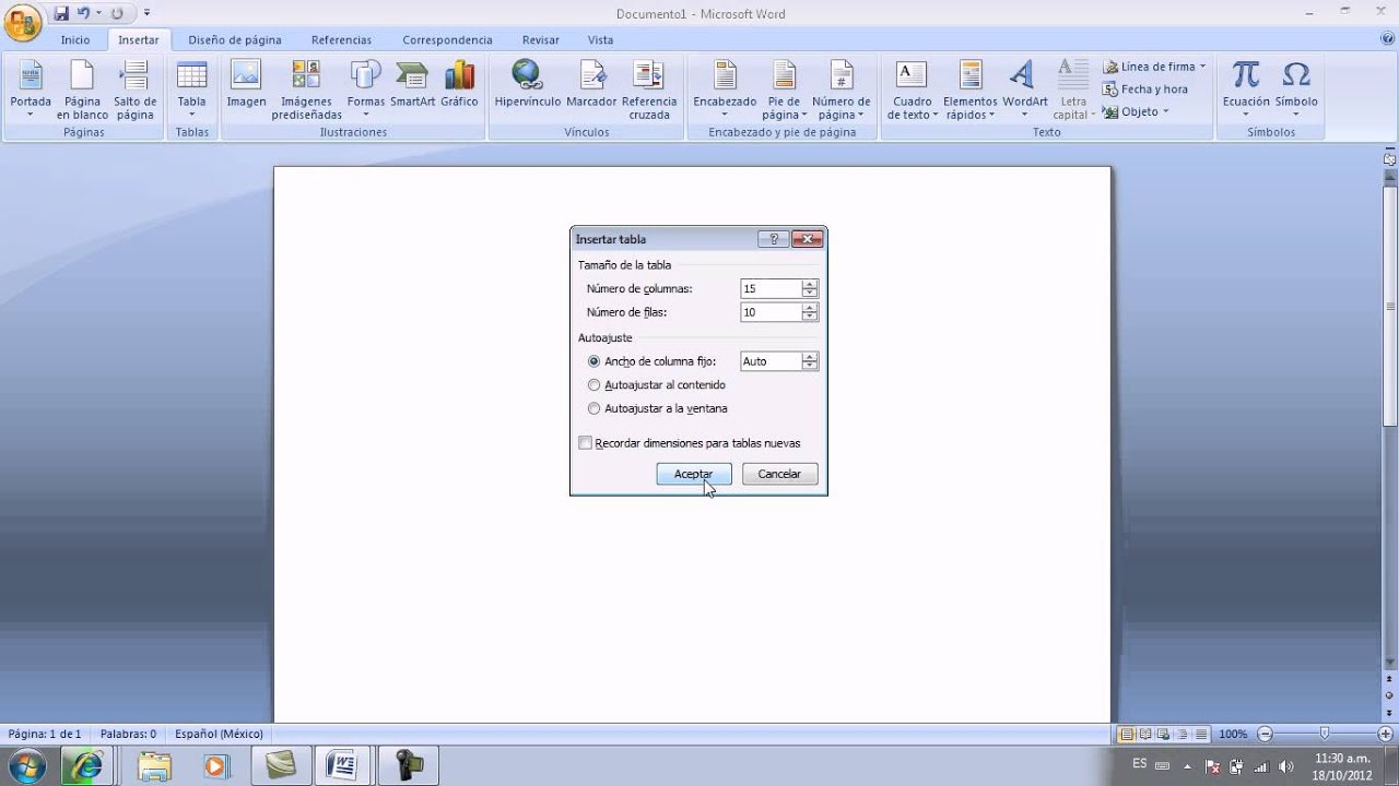 Insertar Tabla y filas en Word 2007 - YouTube