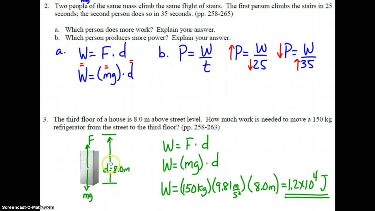 Regents Physics Work, Power & Energy #1-5 - YouTube