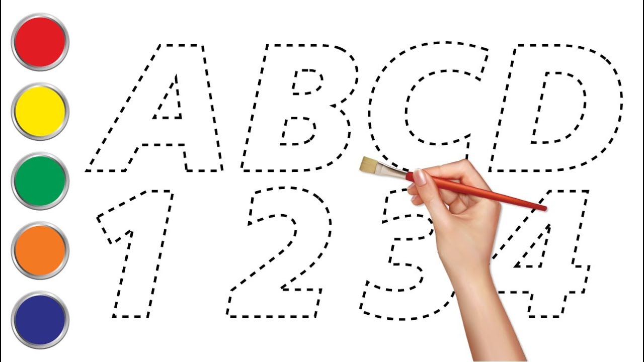 Let's Learn to Draw ABCDE, abcd & 1234 for Kids | Easy Drawing Step by ...