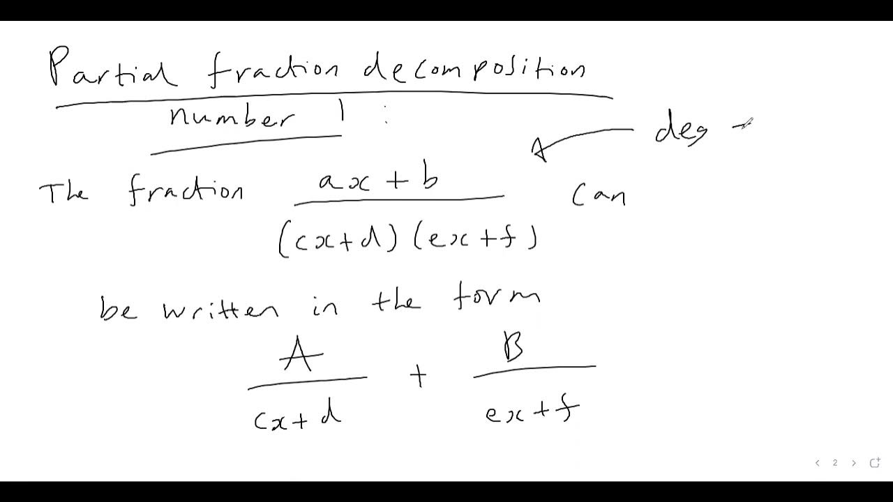 50. PARTIAL FRACTION DECOMPOSITION 1: (ax+b)/[(cx+d)(ex+f)] (A-level Maths, Pure Maths Video 50 ...