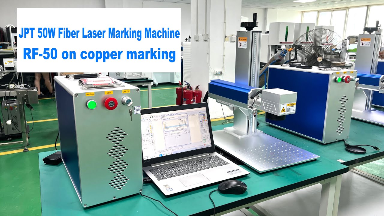 JPT50W FIBER LASER MARKING MACHINE RF-50 ON COPPER MARKING - YouTube