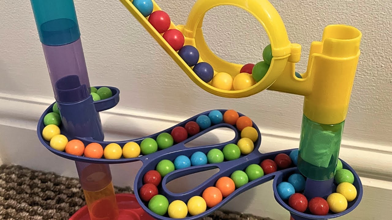 Marble Run RELAY ROLLER COASTER RACE #112 🌟ASMR Multicoloured Plastic ...