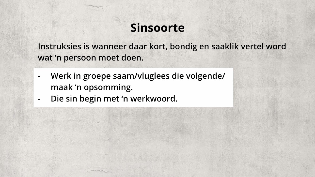 Afrikaans Grade 8. Sinsoorte - YouTube