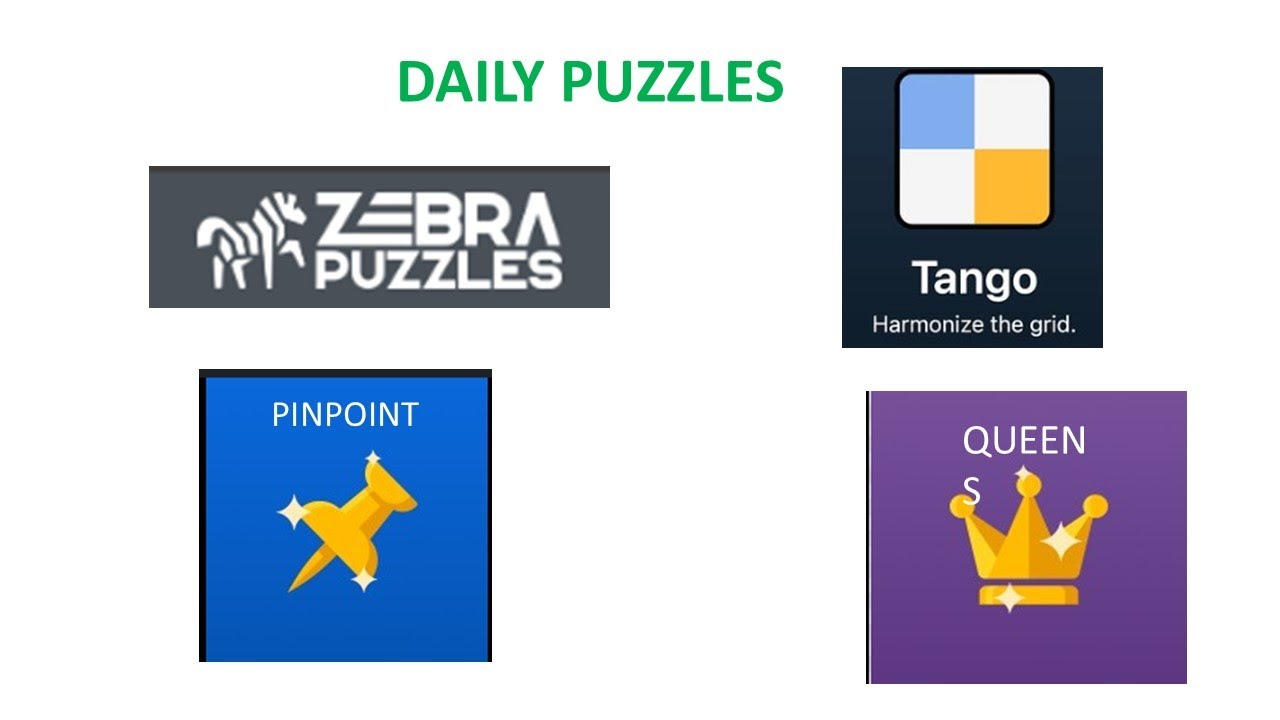 Daily Puzzles: Zebra, Pin Point, Queens, Tango 10-Jan-25 - YouTube