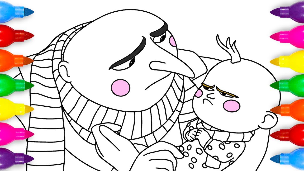 Despicable me 4 Gru and Gru Jr Coloring Pages - YouTube