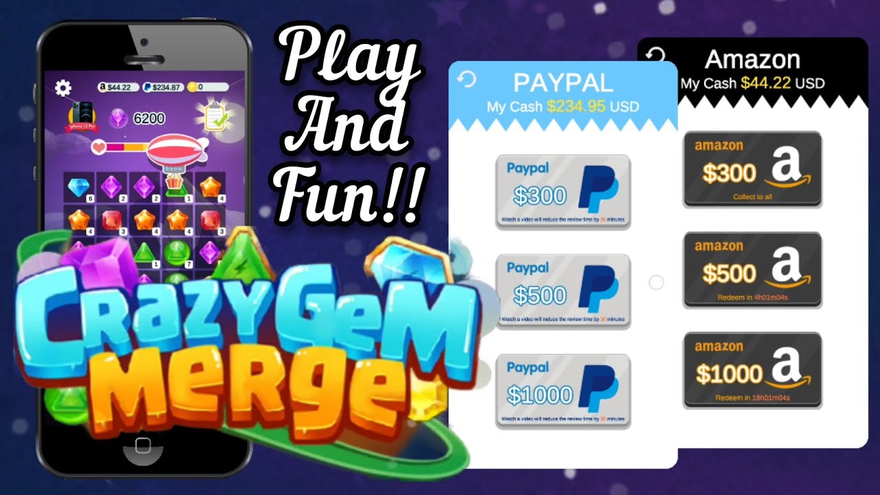 "CRAZY GEM" app Gana Dinero jugando apps paypal Games Online Review ...
