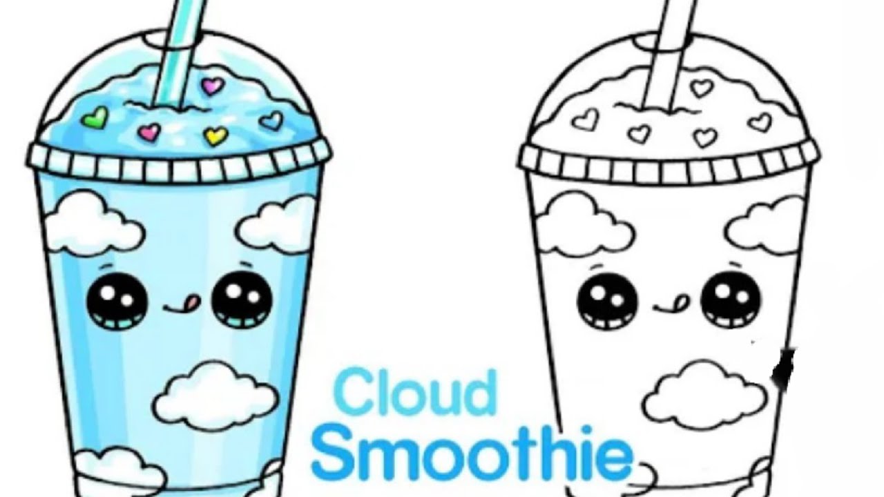 How to draw a cloud smoothie cute drink ☁️ / summer art series - YouTube