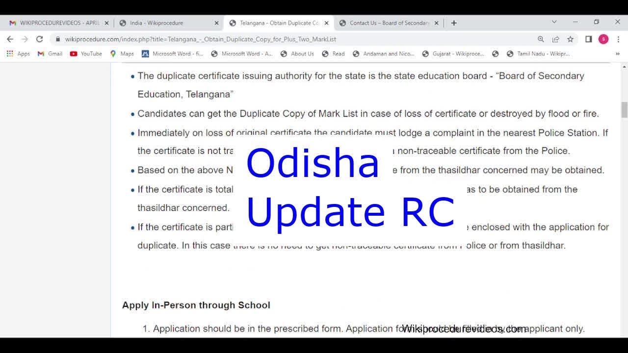 Odisha - Change or Update Address or information in Vehicle ...