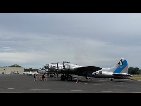 B-25 Mitchell “Maid in the Shade” at Nampa, Idaho airport. Low pass ...