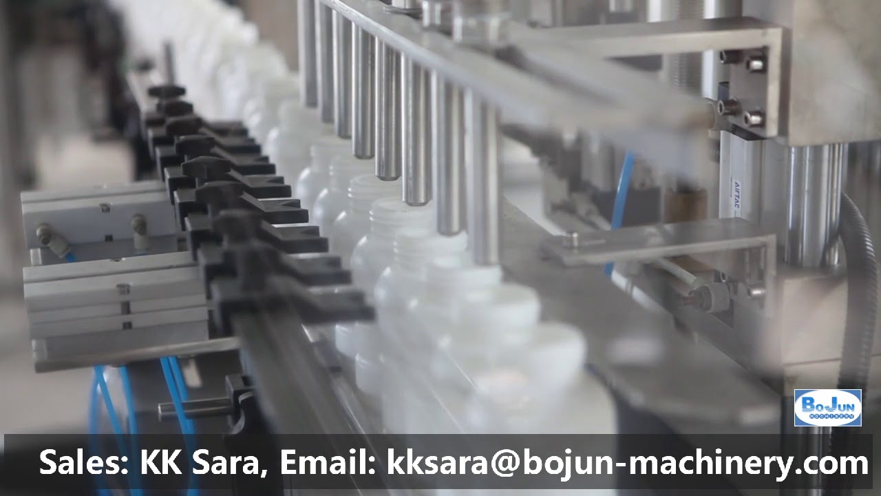 High speed E-liquid filling capping labelling production line - YouTube