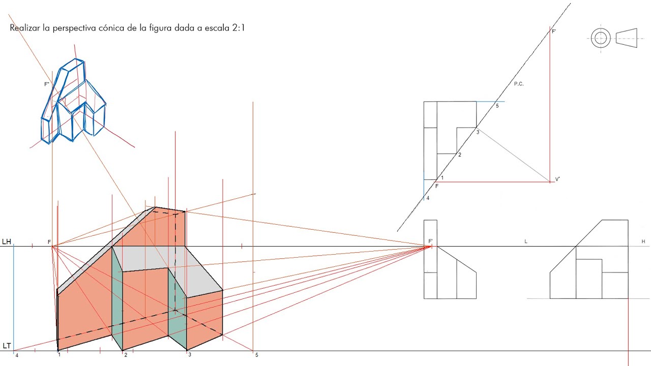 Perspectiva Cónica de una Pieza dadas sus Vistas Ortogonales (Sistema ...