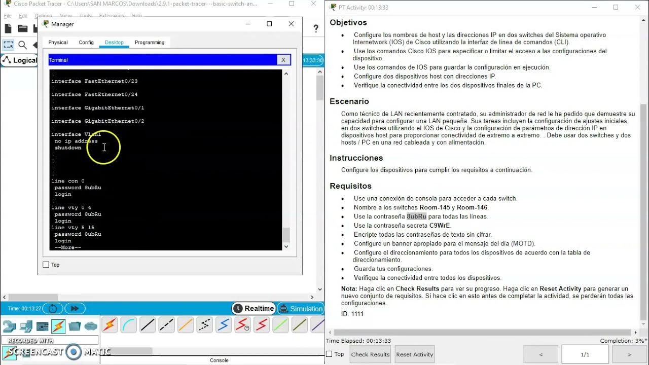 2.9.1. Packet Tracer — Configuración básica del switch y del dispositivo final - YouTube